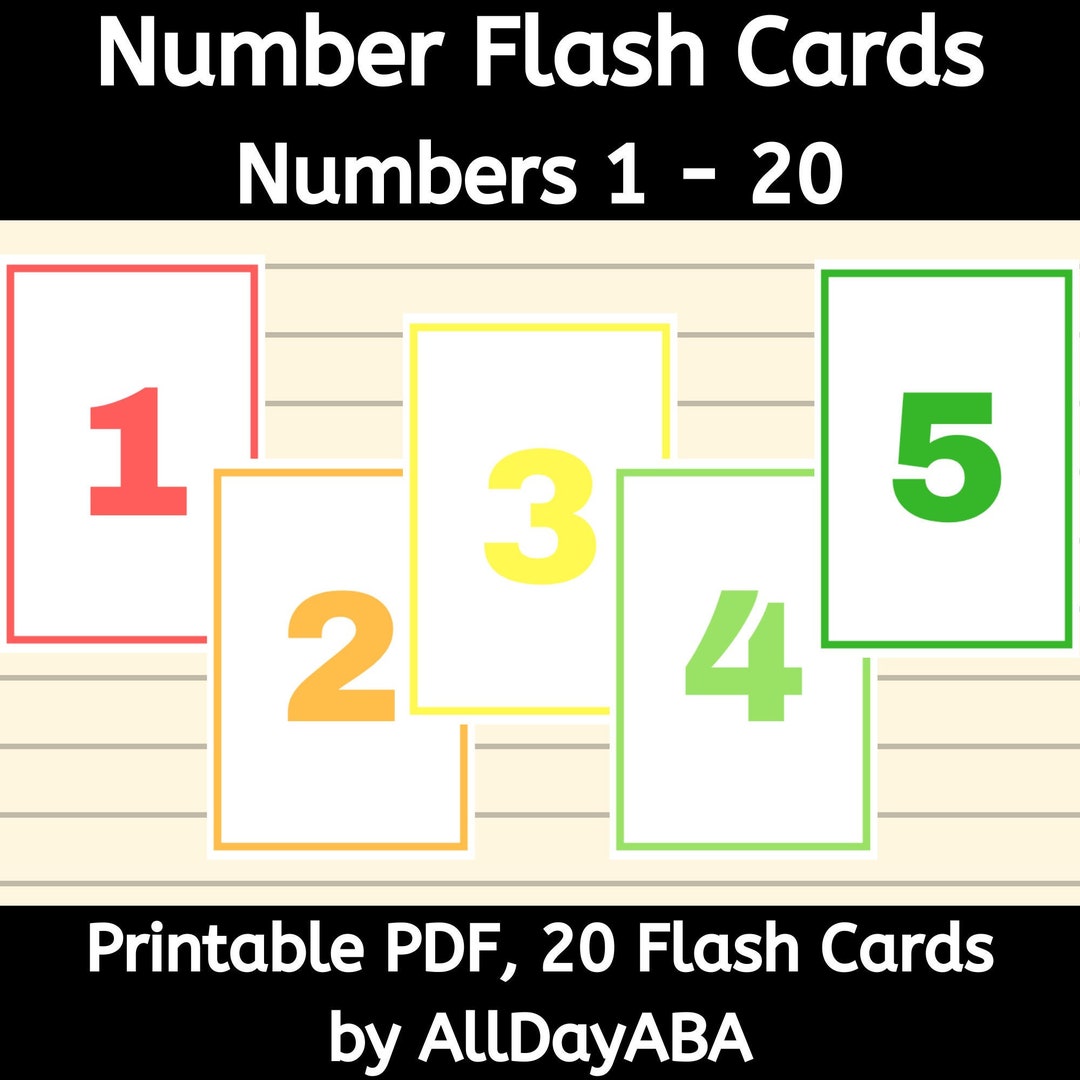 Number Flash Cards 1-20 Flashcards for Back to School - Etsy