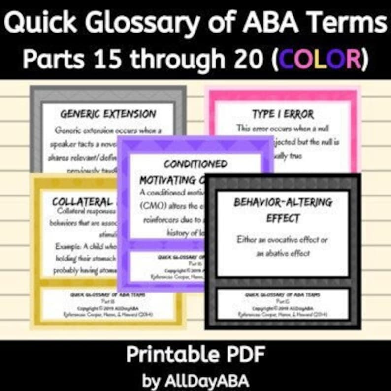 Quick Glossary of ABA Terms Parts 15 Through 20 Applied Behavior ...