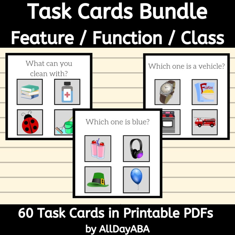 Feature Function Class Task Cards Bundle ABA Speech Therapy - Etsy