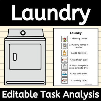 Doing Laundry Task Analysis EDITABLE Visuals and Data Sheet for ABA - Etsy