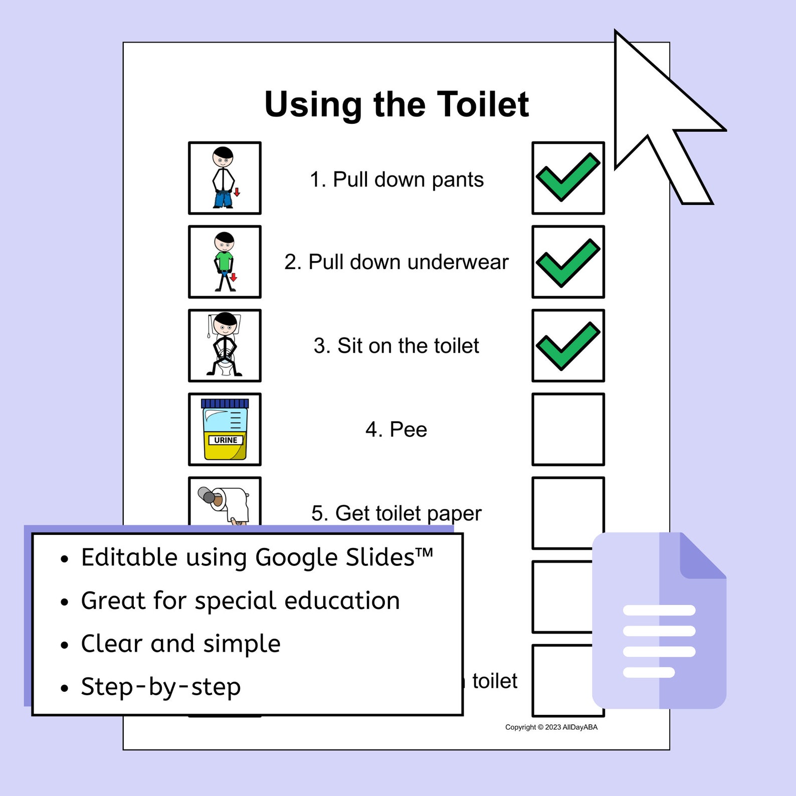 Potty Training Task Analysis Toilet Visuals and Data Sheet EDITABLE for ...