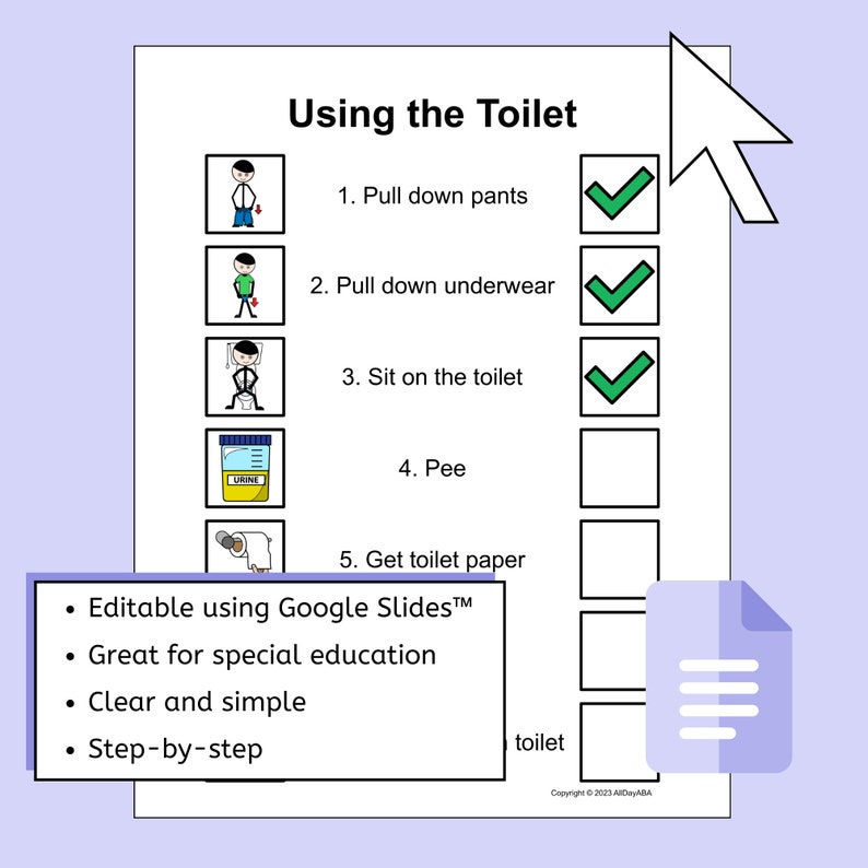 Potty Training Task Analysis Toilet Visuals and Data Sheet EDITABLE for ...