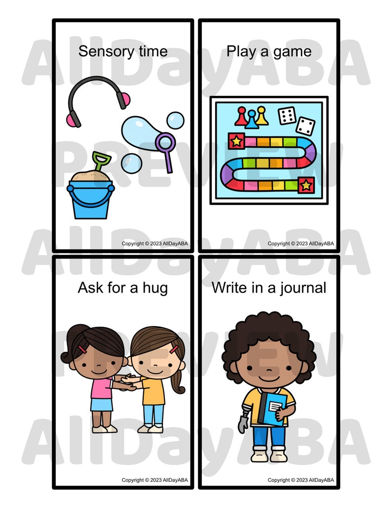 Calm Down Cards for Kids and Calming Corner Emotional Regulation Coping ...