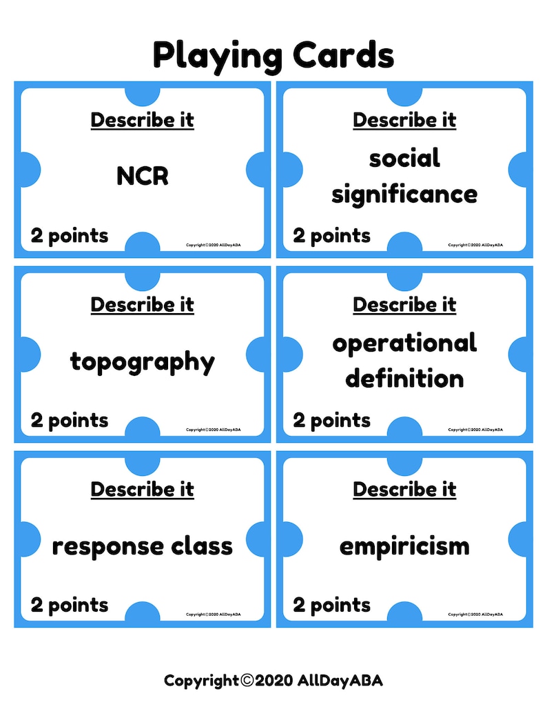 ABA Card Game - Applied Behavior Analysis Terminology - Behavioral ...