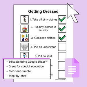 Getting Dressed Task Analysis EDITABLE Visual Steps Poster and Data ...