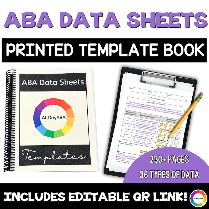 ABA Data Sheets Templates Printed Book for Applied Behavior Analysis ...