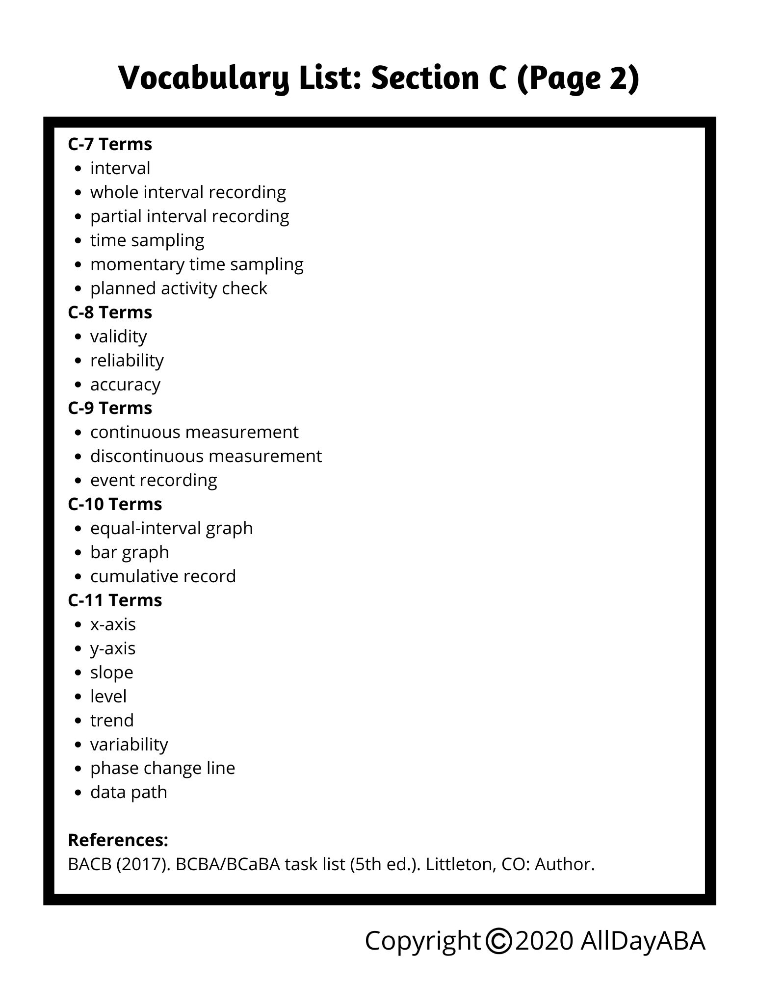Section C 5th Edition Task List Mini Bundle for ABA and BCBA Exam Prep ...