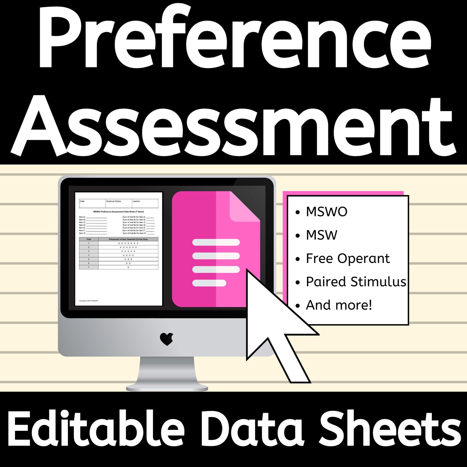 Preference Assessment Data Sheets Bundle With Editable Google Docs™ for ...