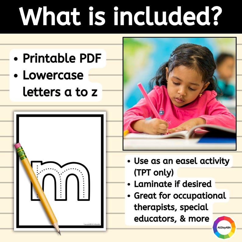 Lowercase Letters Alphabet Tracing - ABA Therapy, Occupational Therapy ...