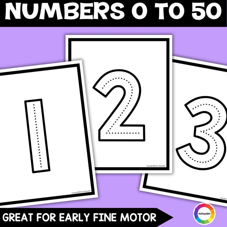 Numbers Tracing Pages With Large Text, Full Pages 0 to 50 for ABA ...