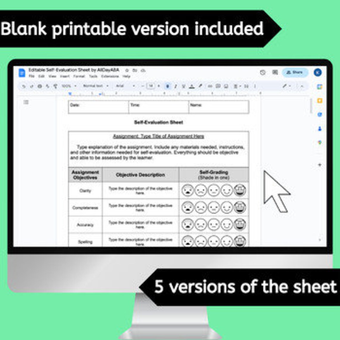Editable Student Self-evaluation Form Google Doc™ for Special Education ...