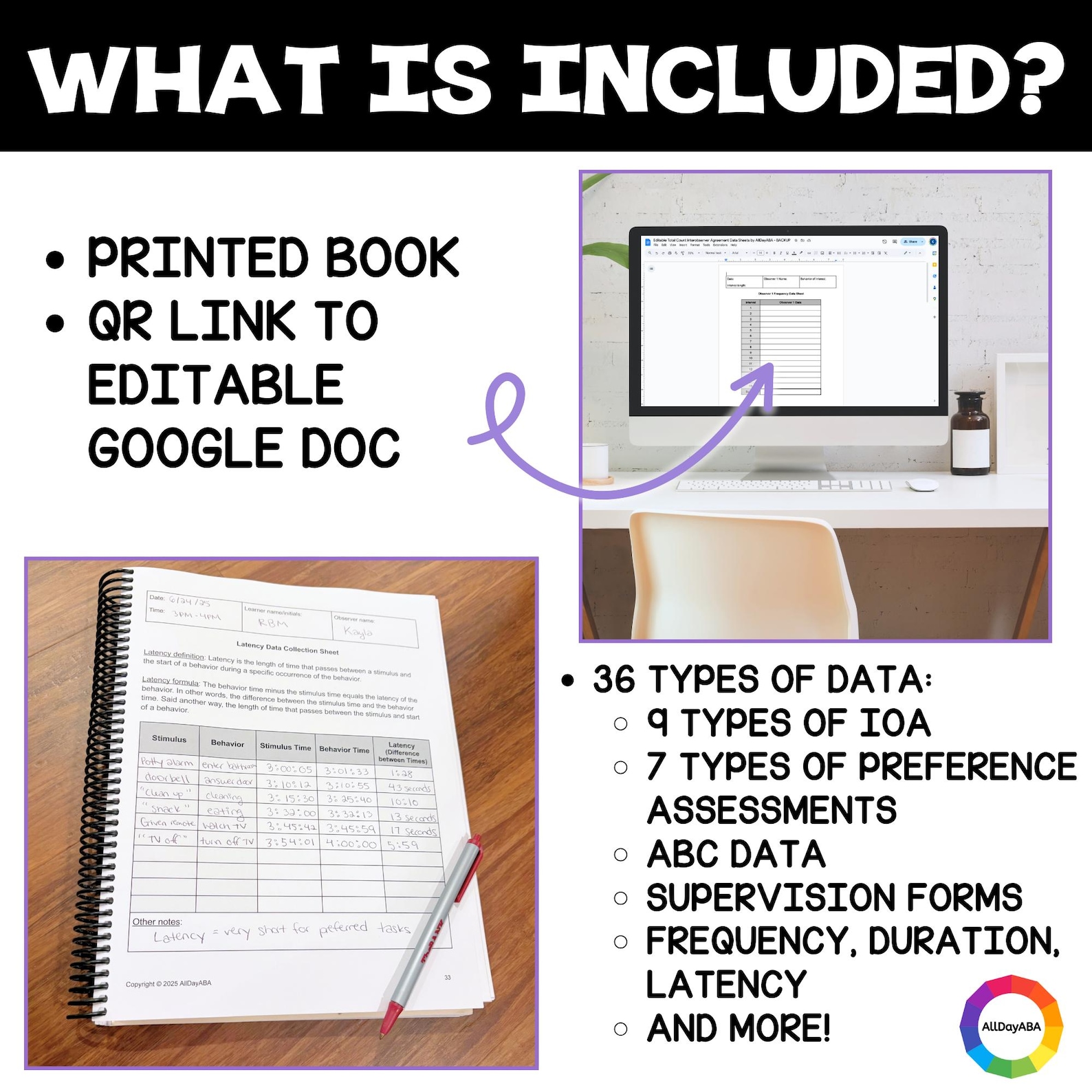 ABA Data Sheets Templates Printed Book for Applied Behavior Analysis ...