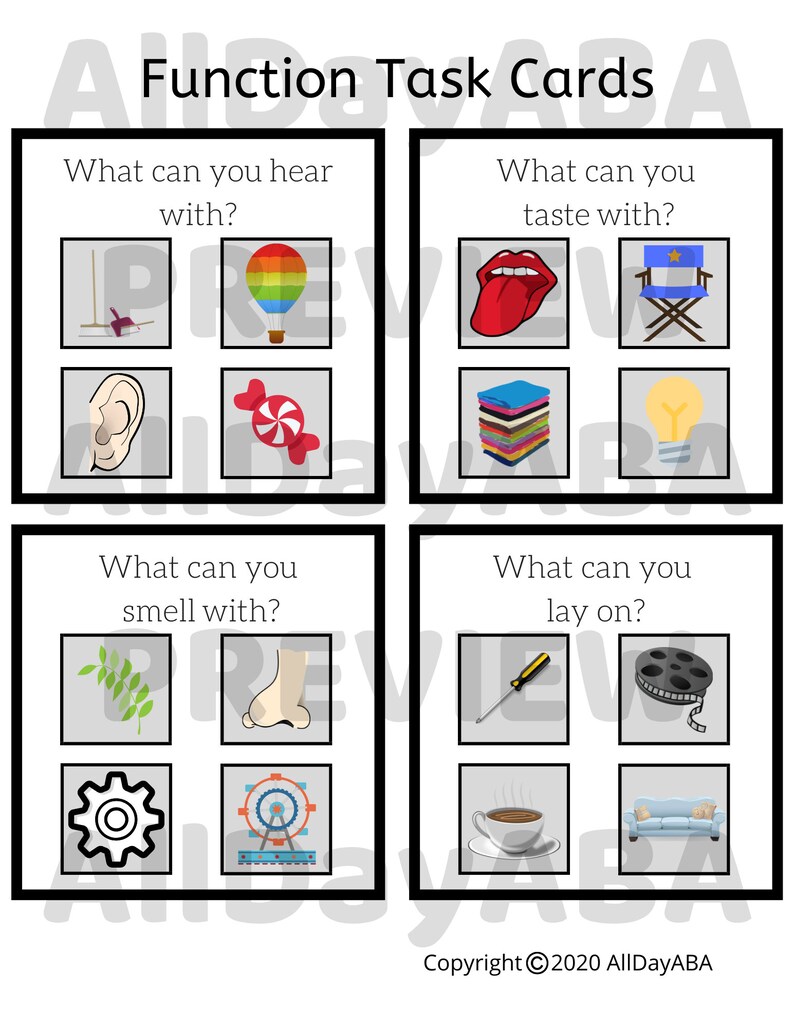 Function Cards - ABA & Speech Therapy - Discrete Trial Training Flash ...