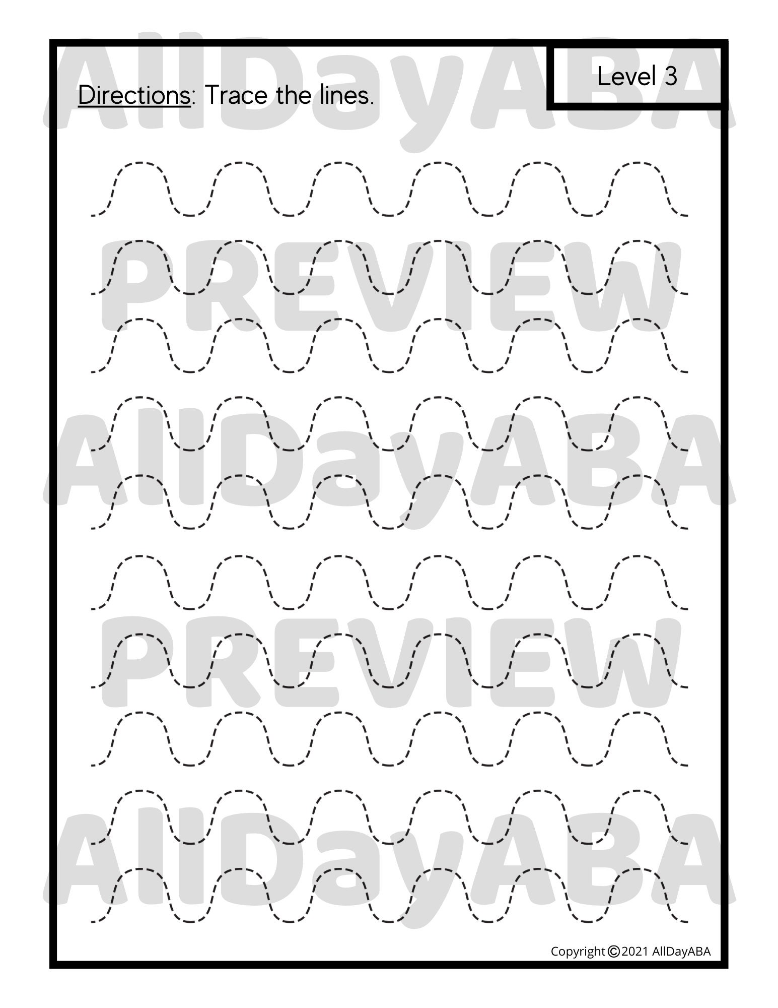 Line Tracing Practice Worksheets for Pencil Control Preschool, ABA, OT ...