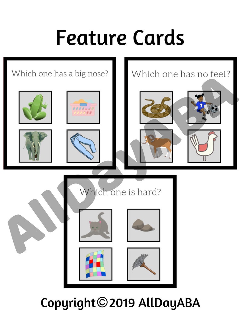 Feature Cards ABA & Speech Therapy Discrete Trial Training | Etsy