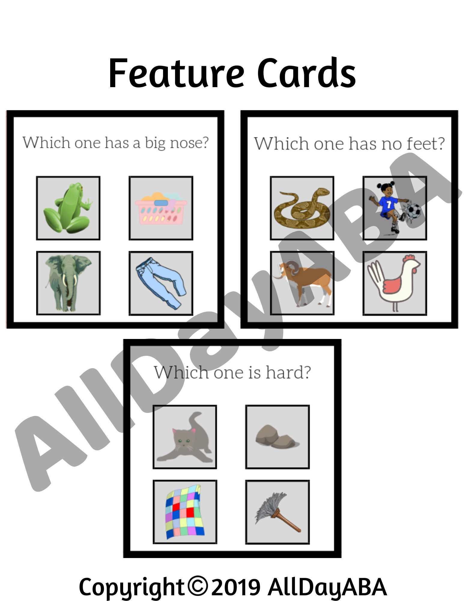 Feature Cards ABA & Speech Therapy Discrete Trial Training | Etsy