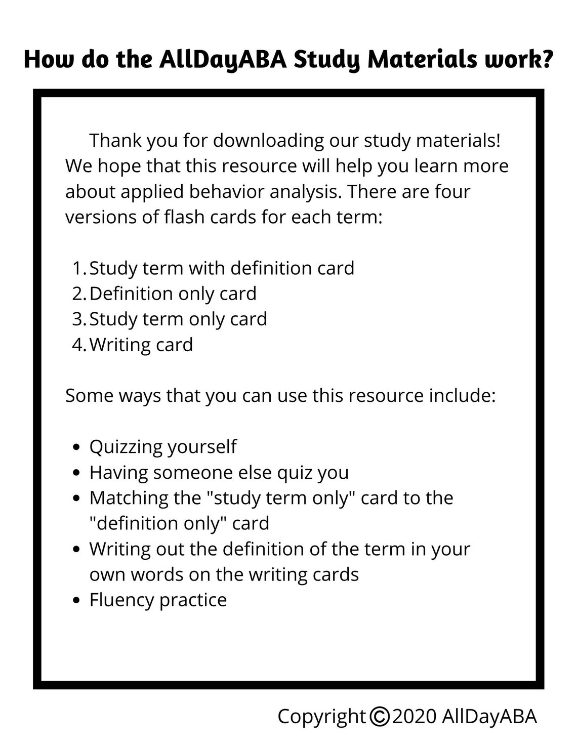 Section E Flash Cards 5th Edition Task List ABA Study Materials BCBA ...
