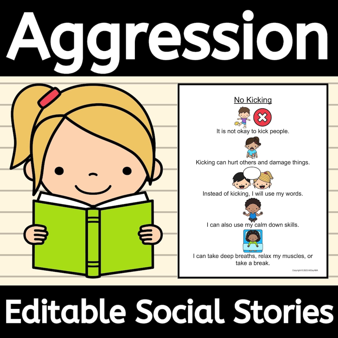 Aggression Social Skills Stories Bundle for Autism, Hitting, Feeling ...