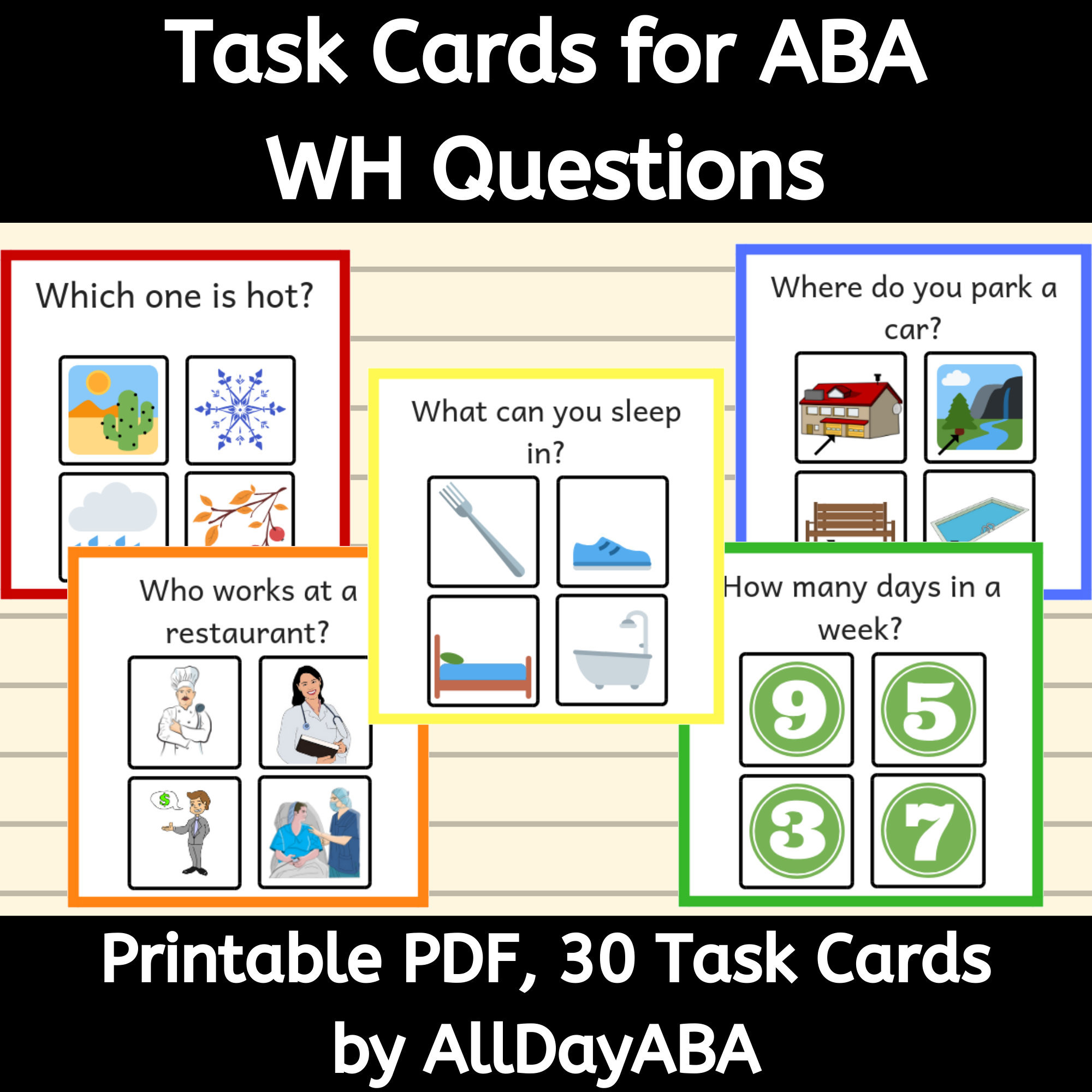 Task Cards Receptive Language WH Questions ABA Speech - Etsy Australia