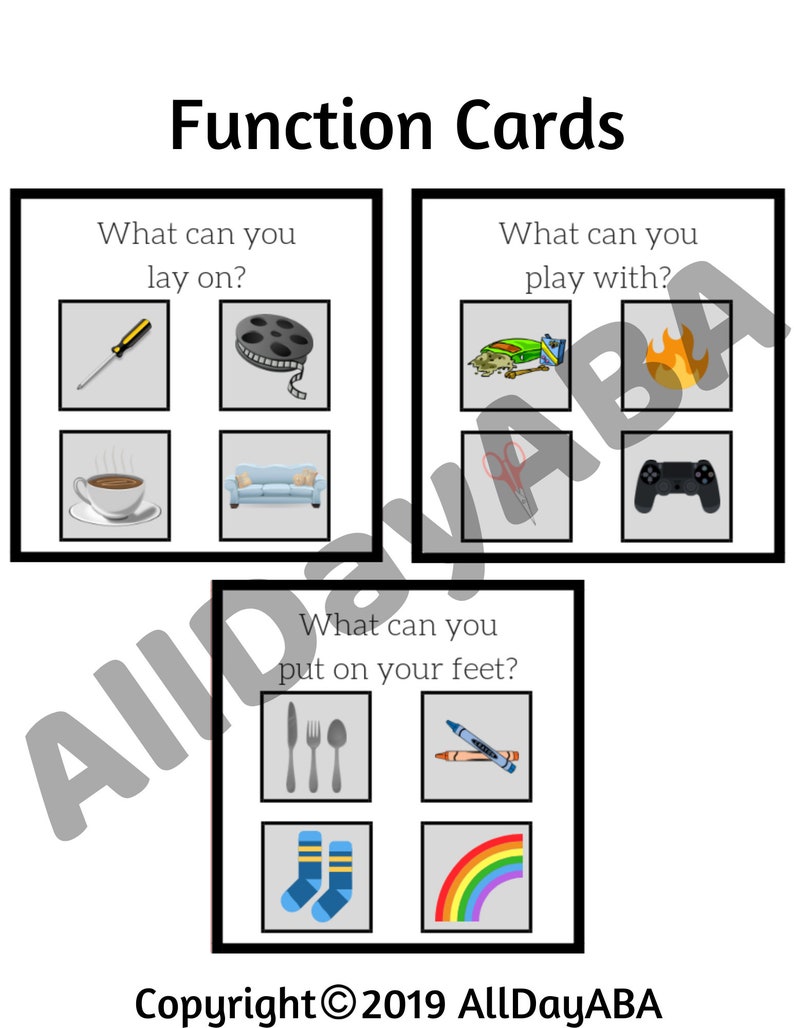 Function Cards ABA & Speech Therapy Discrete Trial | Etsy