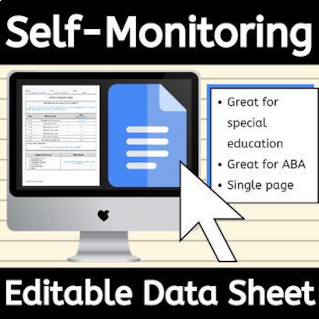 Editable Self-monitoring Data Sheet Google Doc™ for ABA and Special ...