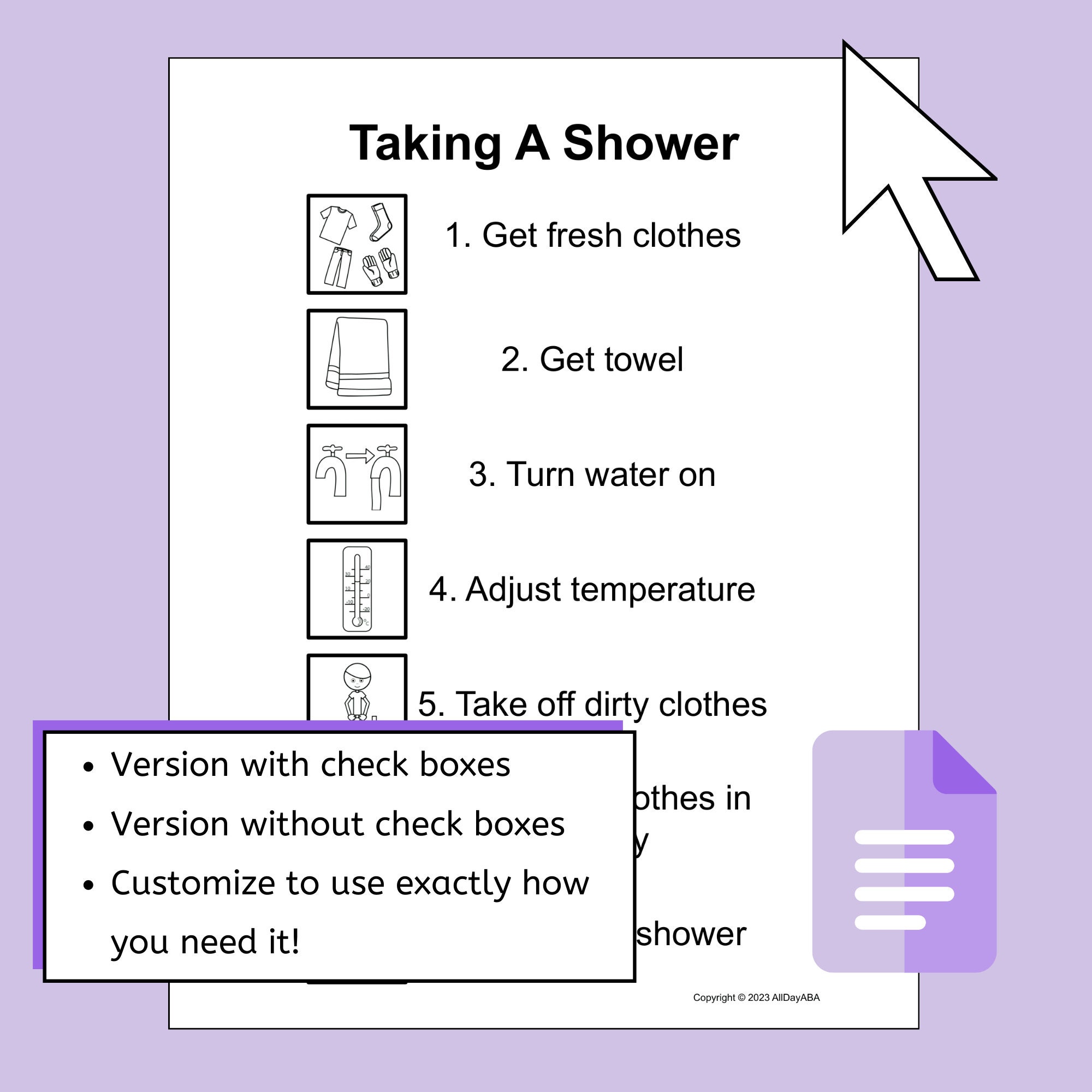Showering Task Analysis Editable For Taking A Shower Visual Schedule
