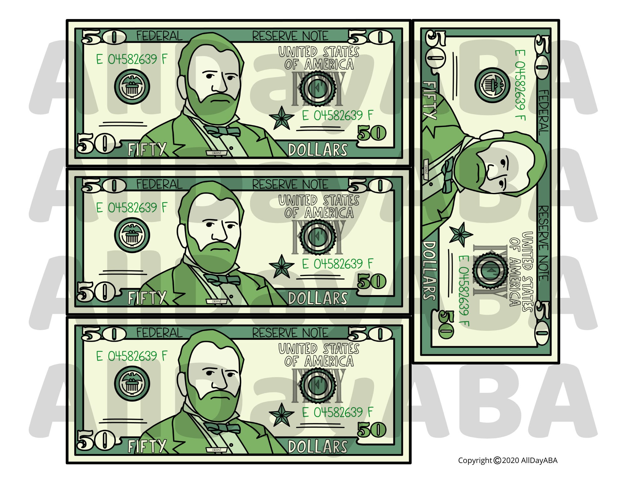 Pretend Money - US Bill - Play Money Printable - Pretend Play - Play ...