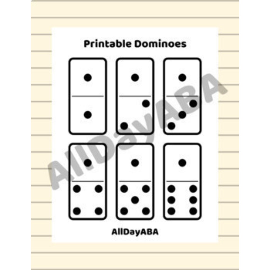 Printable Dominoes Domino Game Pieces Dominos for Math - Etsy