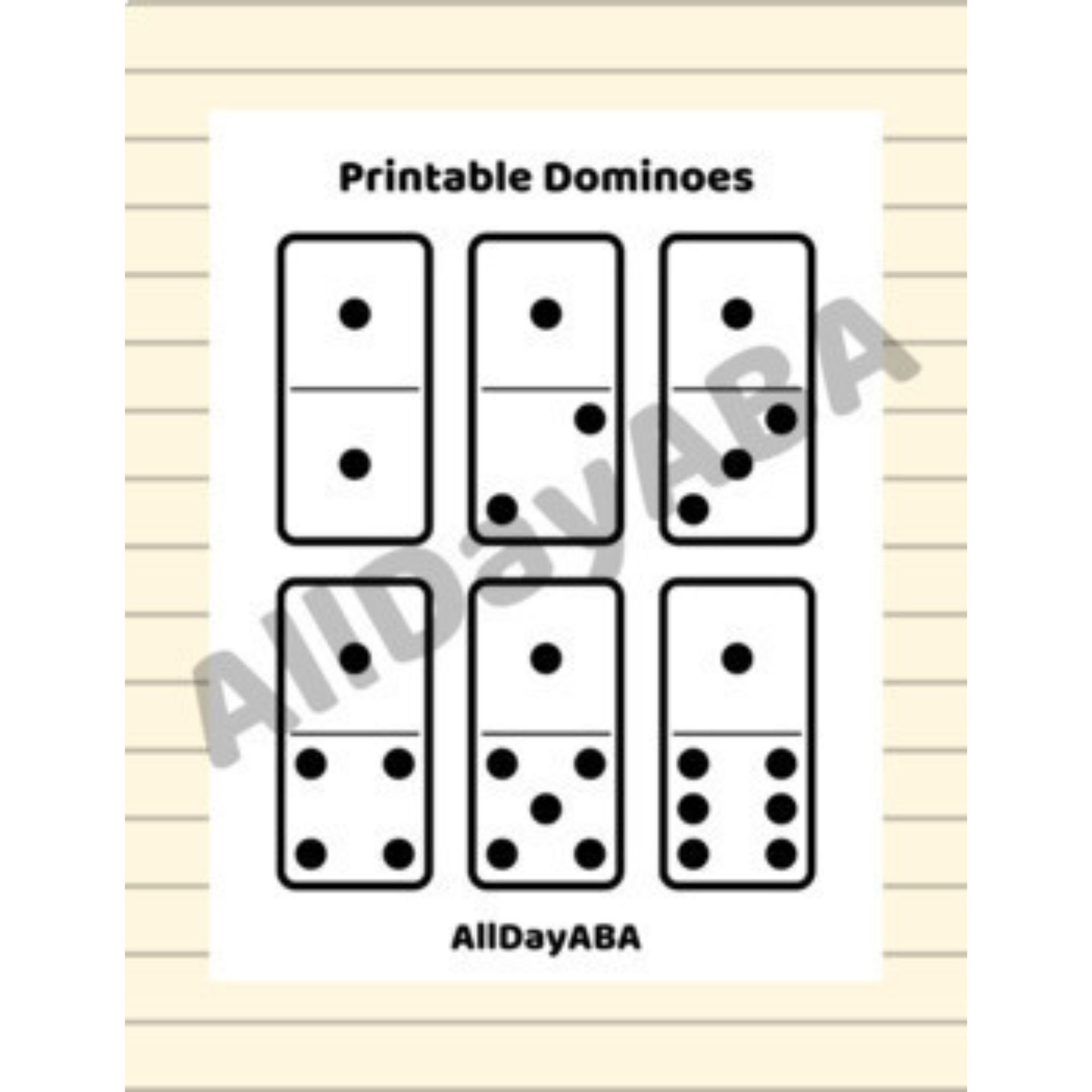 Printable Dominoes Domino Game Pieces Dominos for Math - Etsy