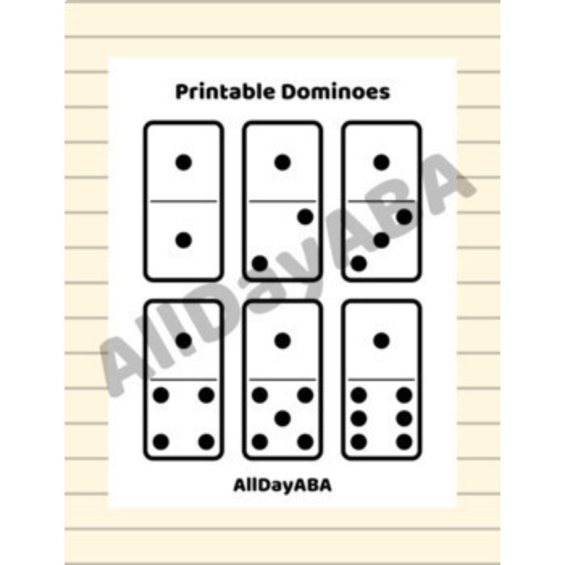 Printable Dominoes Domino Game Pieces Dominos for Math - Etsy