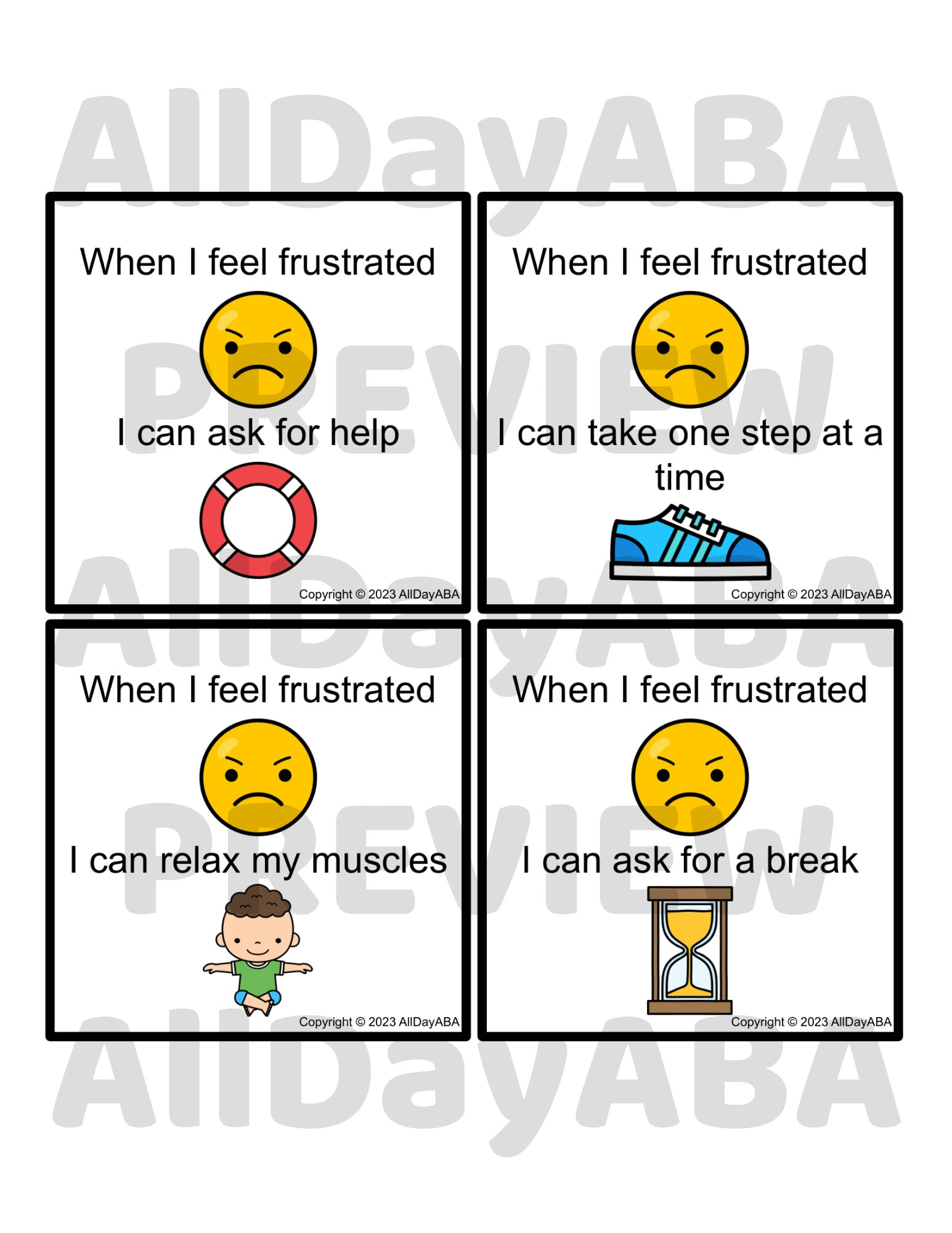 Emotion Coping Skills Cards With Editable Strategies for Autism Visuals ...