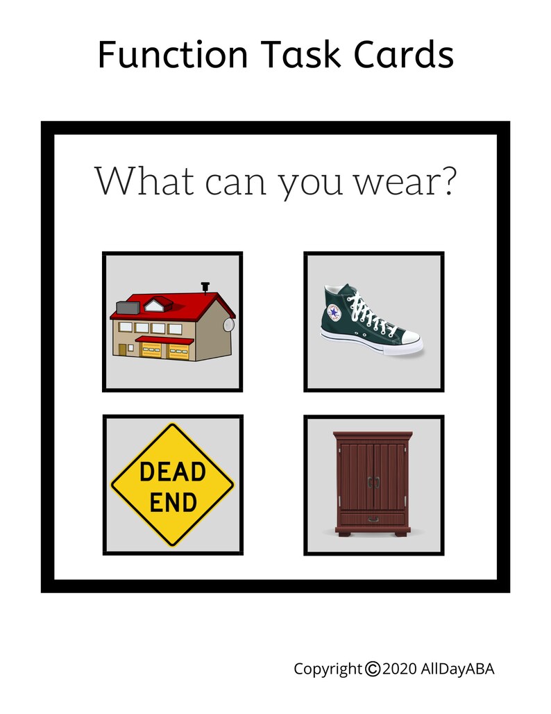 Function Cards - ABA & Speech Therapy - Discrete Trial Training Flash ...