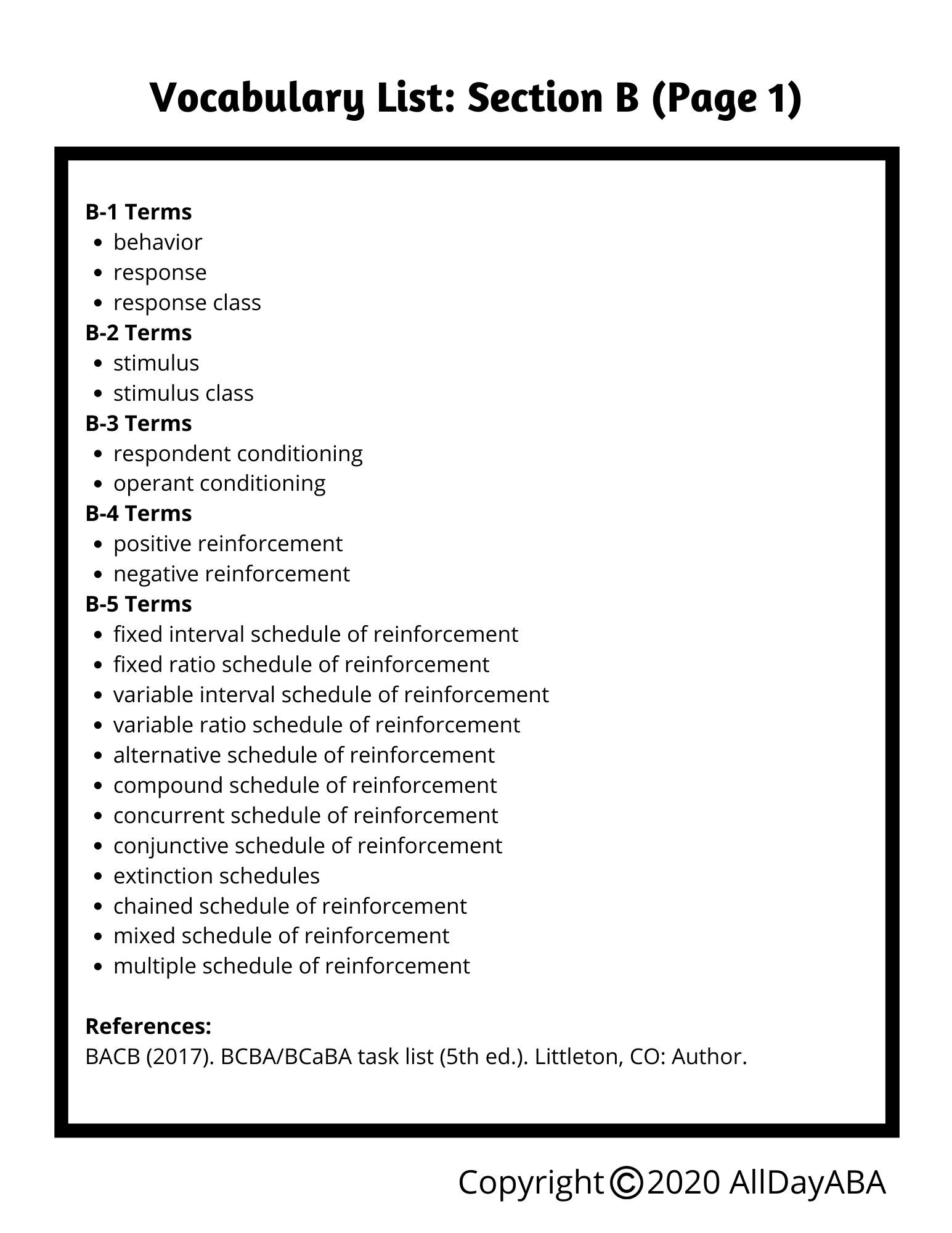 Section B 5th Edition Task List Mini Bundle for ABA and BCBA Exam Prep ...