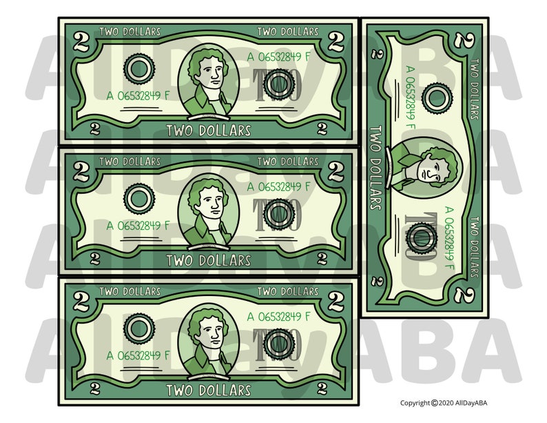 Pretend Money - US Bill - Play Money Printable - Pretend Play - Play ...