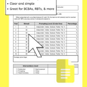 Editable Tacting Numbers 51 to 100 Data Sheet Google Doc™ for ...