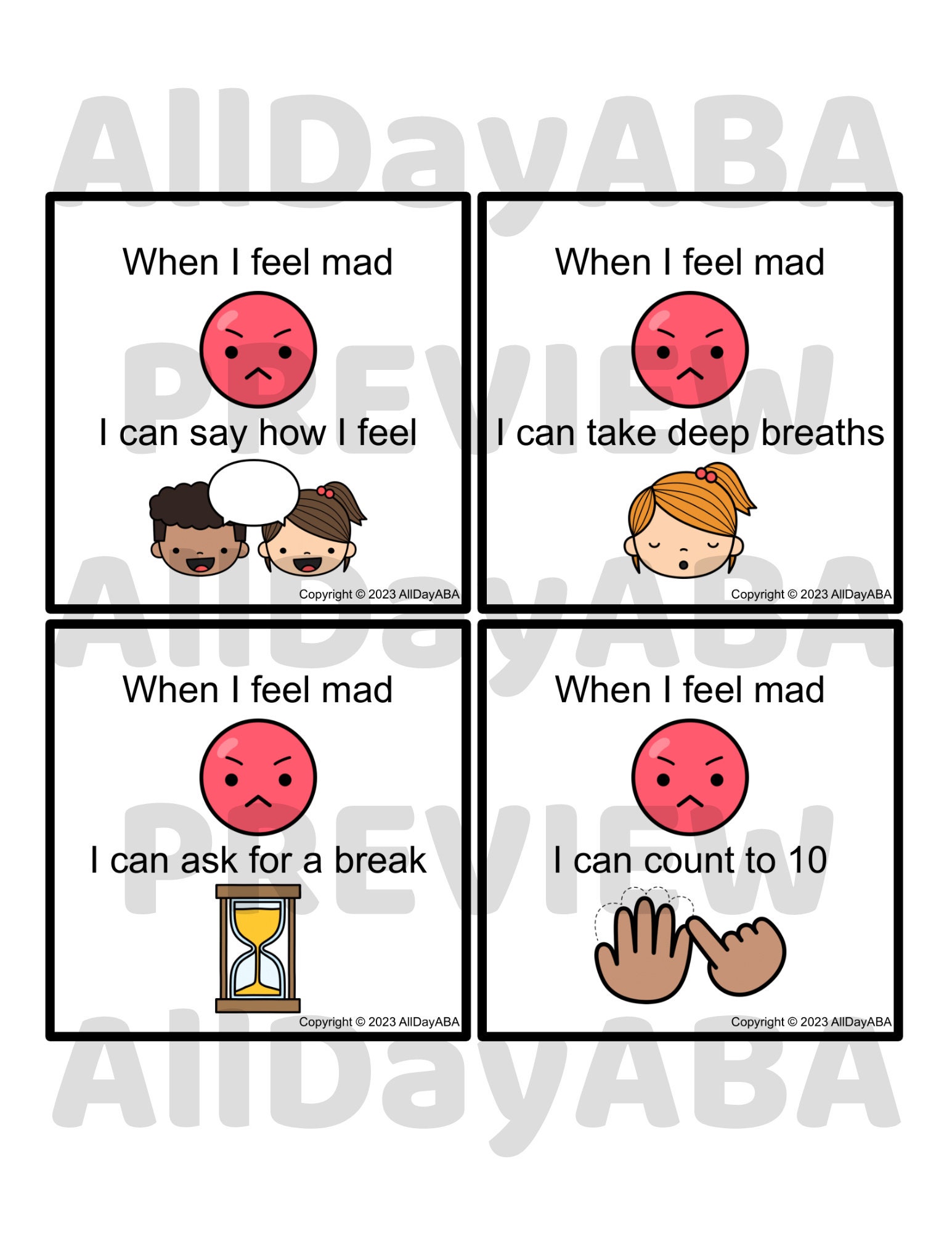 Emotion Coping Skills Cards With Editable Strategies for Autism Visuals ...