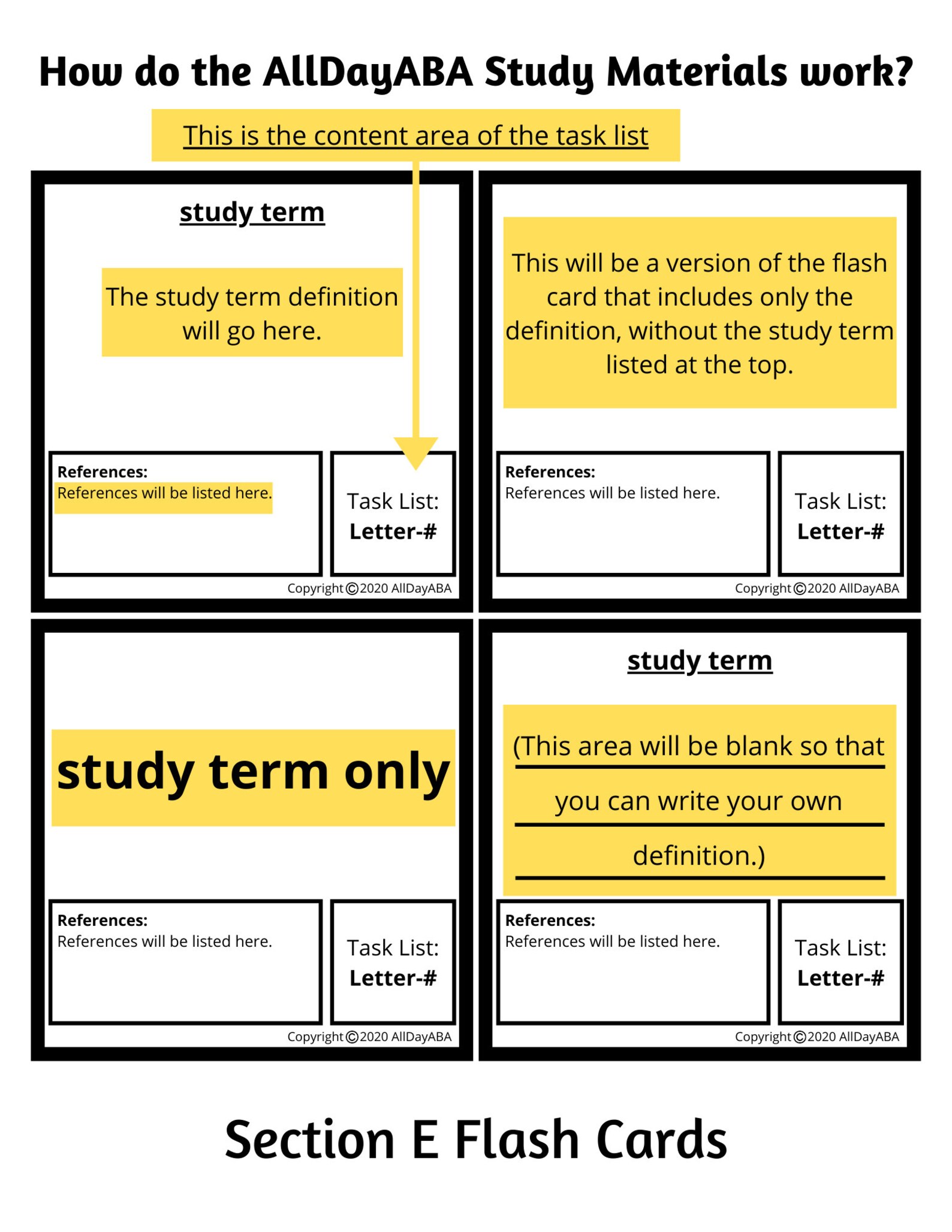Section E Flash Cards 5th Edition Task List - ABA Study Materials ...