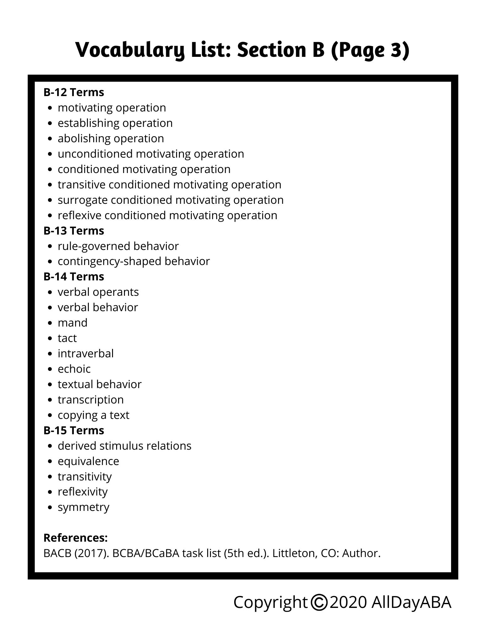 Section B 5th Edition Task List Mini Bundle for ABA and BCBA Exam Prep ...