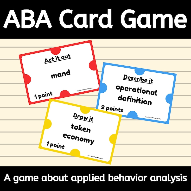 ABA Card Game - Applied Behavior Analysis Terminology - Behavioral ...