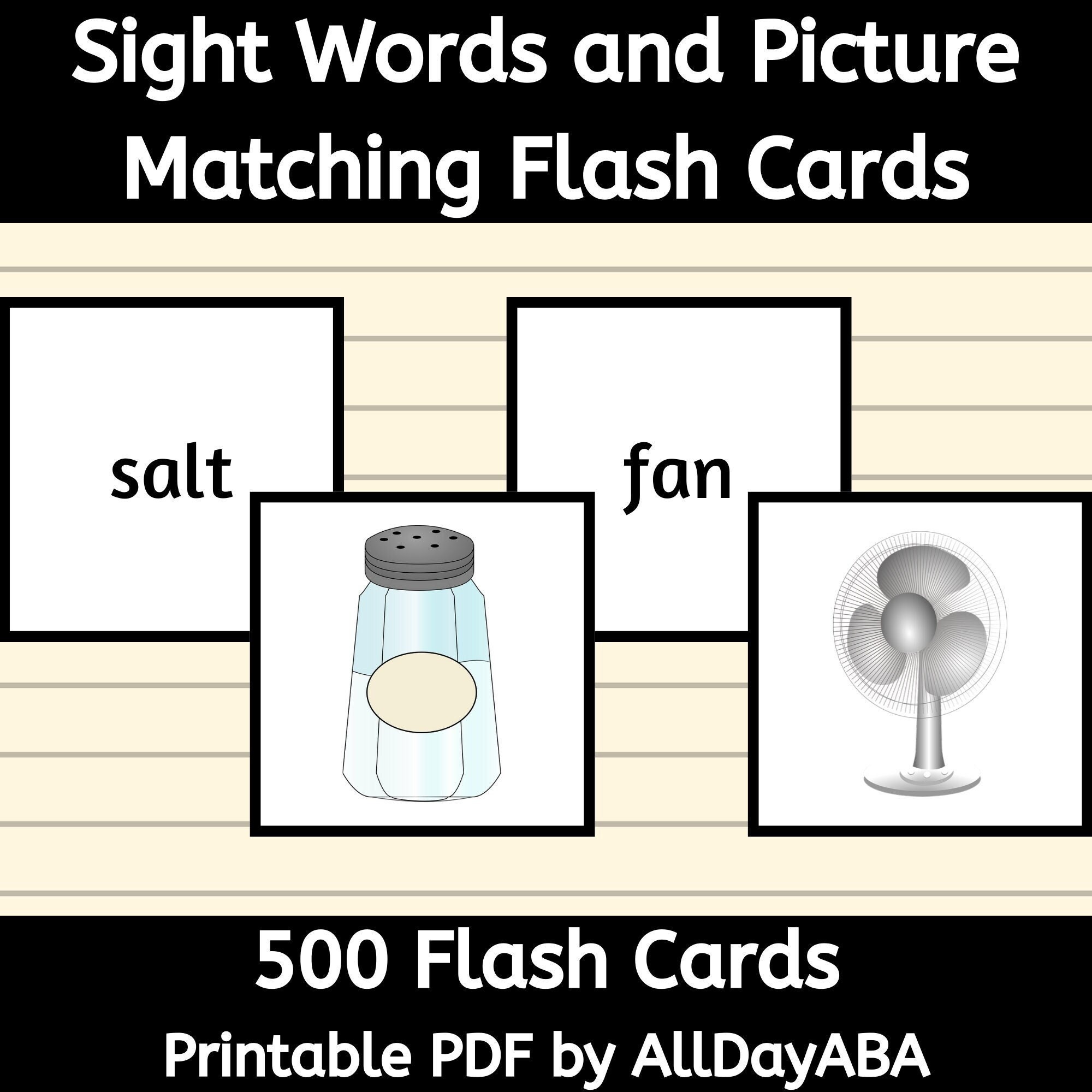 Sight Words and Picture Matching Flash Cards Matching Word | Etsy