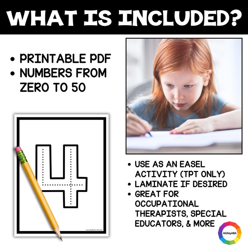Numbers Tracing Pages With Large Text, Full Pages 0 to 50 for ABA ...
