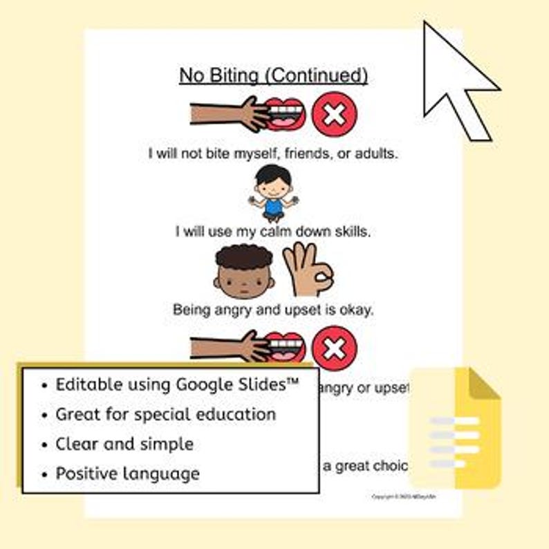 No Biting Social Skills Story EDITABLE - Etsy