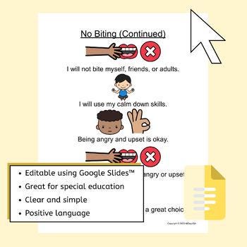 No Biting Social Skills Story EDITABLE - Etsy