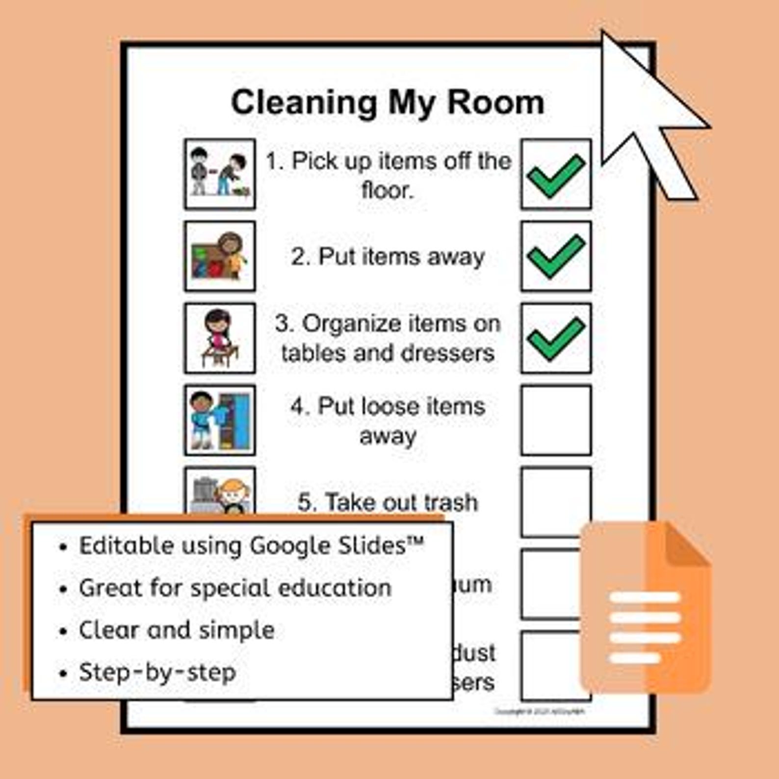 Cleaning My Room Task Analysis Bedroom Visuals and Data Sheet EDITABLE ...
