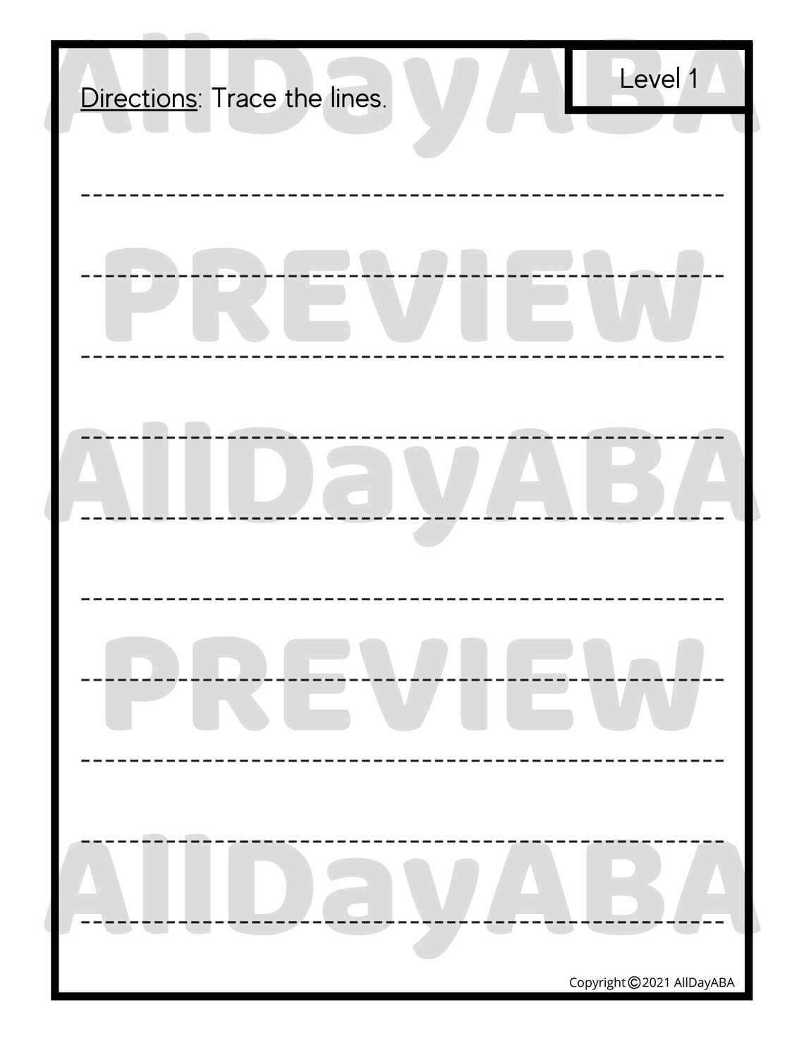 Line Tracing Practice Worksheets for Pencil Control Preschool, ABA, OT ...