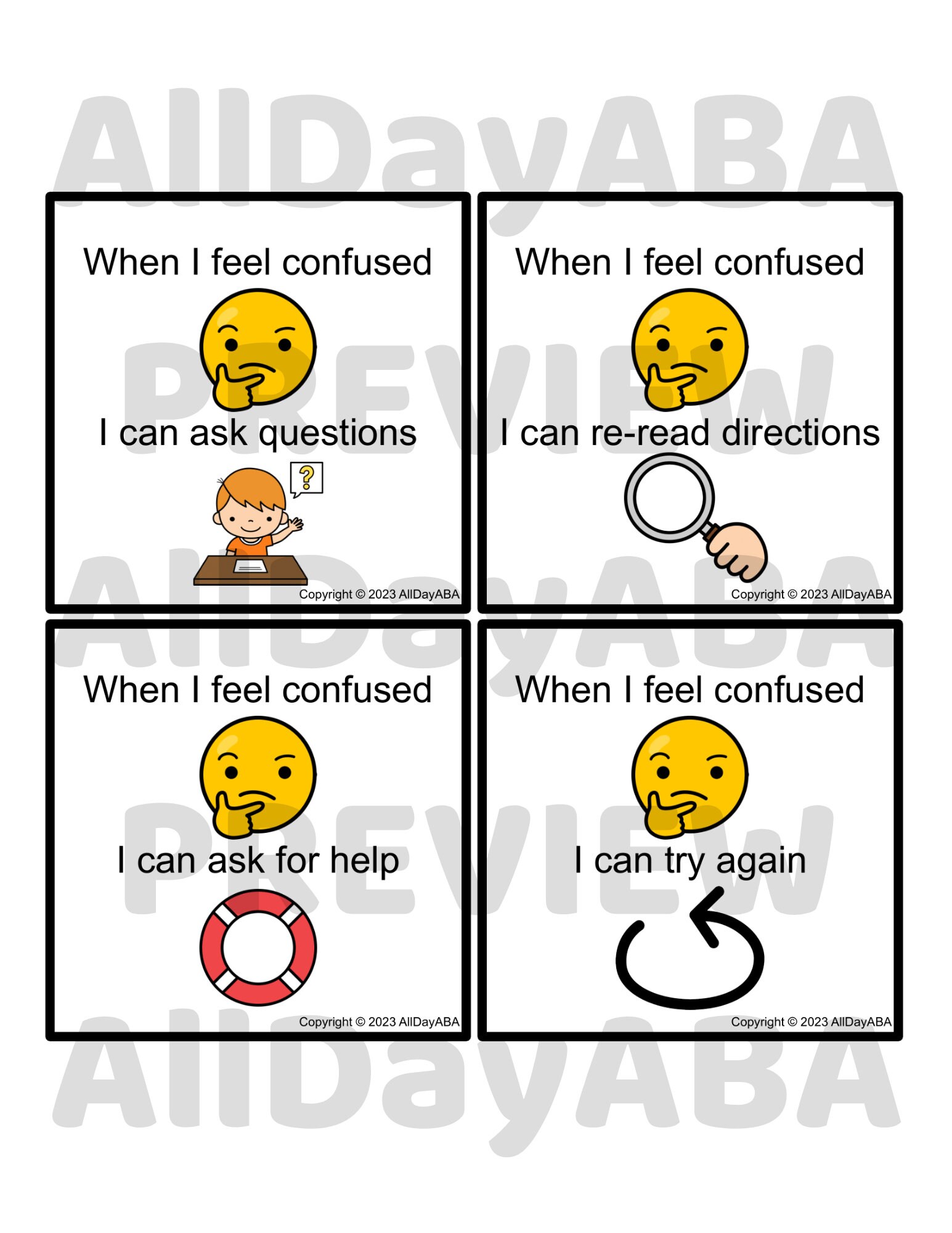 Emotion Coping Skills Cards With Editable Strategies for Autism Visuals ...