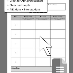 Editable Behavior Data Tracking Sheet ABC Data Form and Interval ...