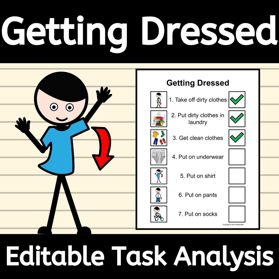 Getting Dressed Task Analysis EDITABLE Visual Steps Poster and Data ...