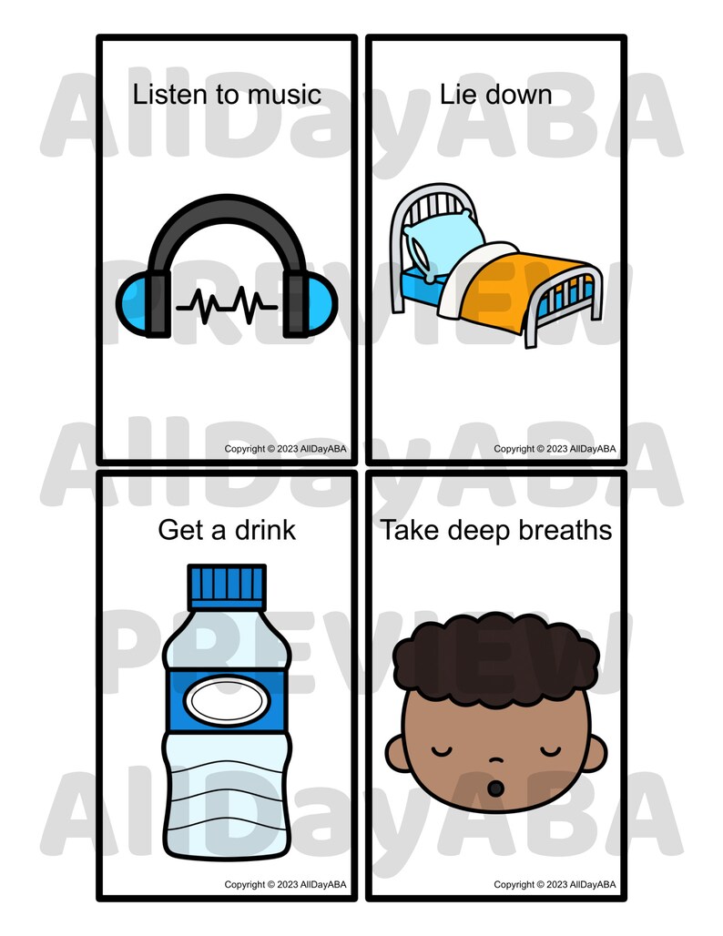 Calm Down Cards for Kids and Calming Corner Emotional Regulation Coping ...