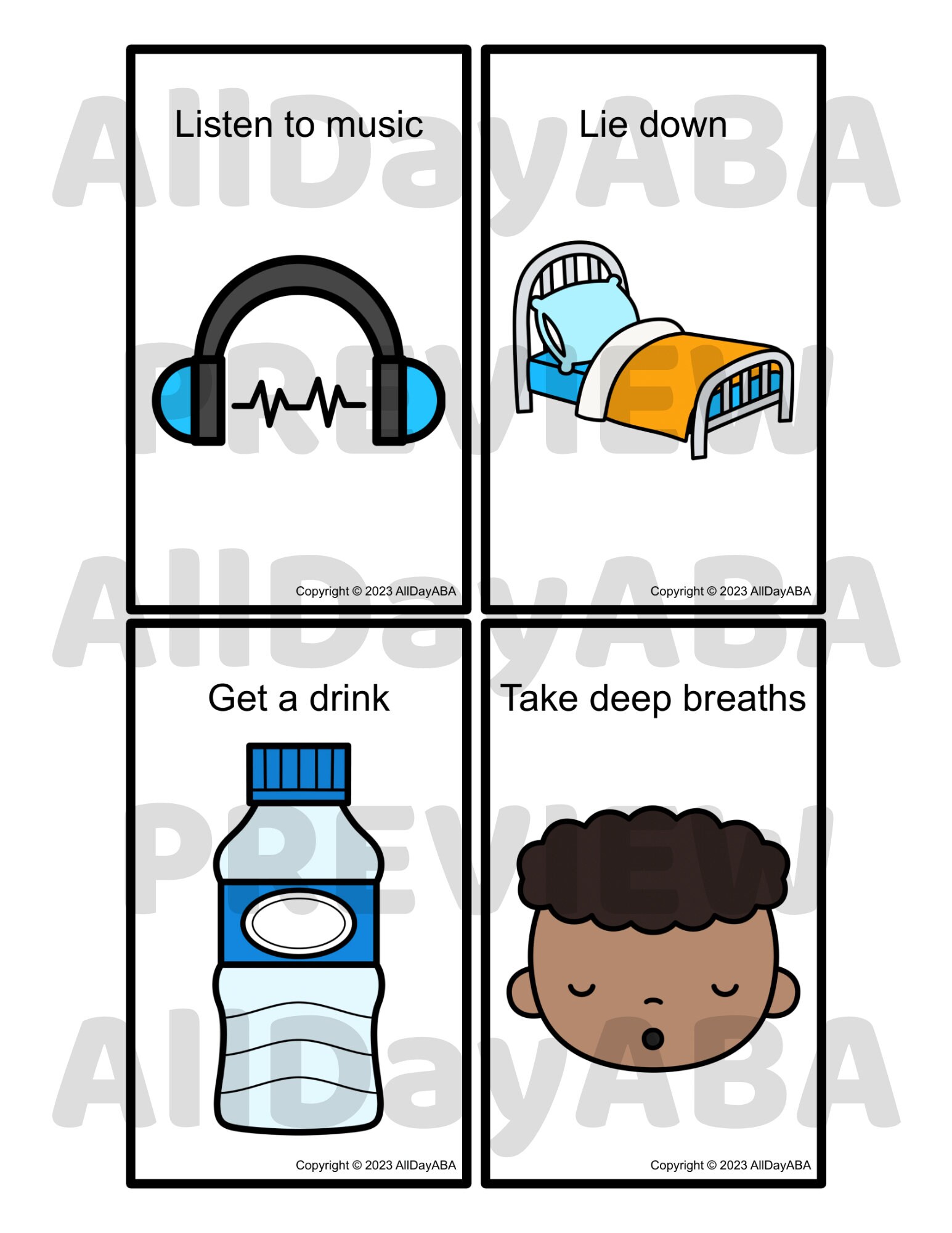 Calm Down Cards for Kids and Calming Corner Emotional Regulation Coping ...